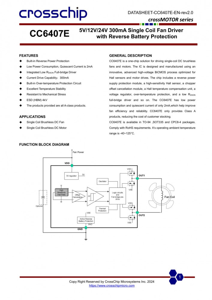 CC6407E datasheet page 1