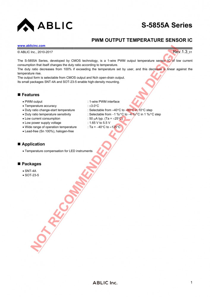 ABLIC S-5855A datasheet page 1