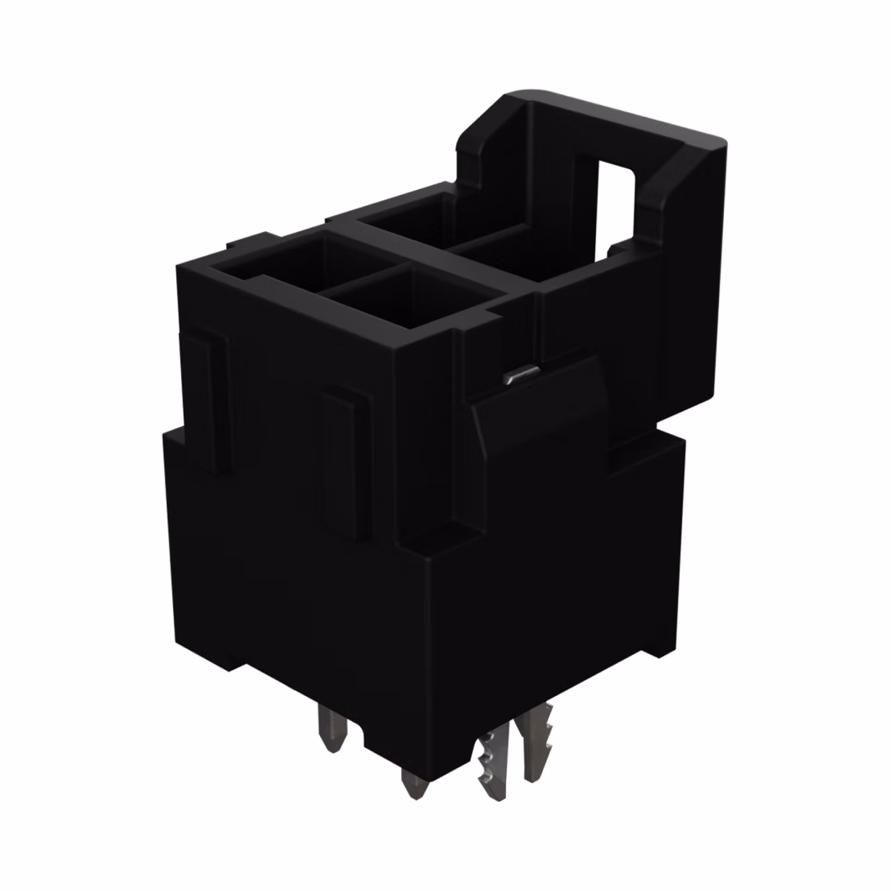 Ultra-Fit Vertical Header, 3.50mm Pitch, Dual Row, 4 Circuits, with Solder Clips, 0.76µm Gold (Au) Plating, Black, Glow-Wire Capable, Embossed Tape on Reel for sale