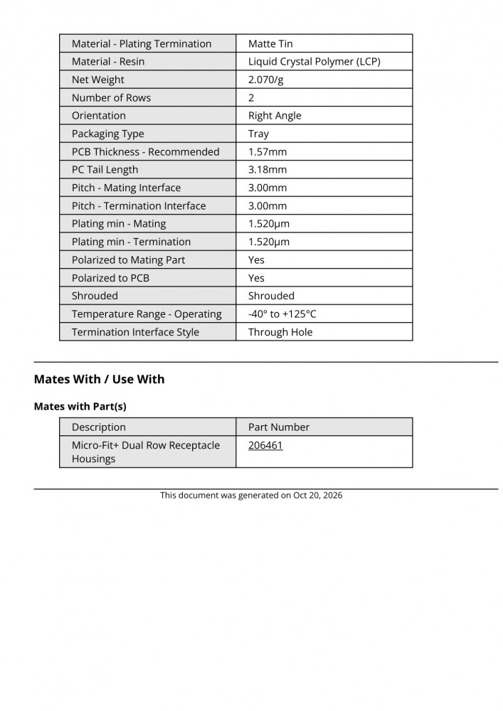 Technical document image 3 for MOLEX 2125281400