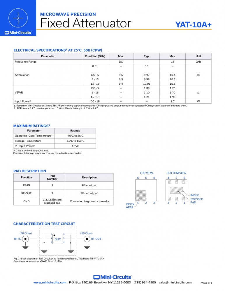 YAT-10A+ datasheet page 2