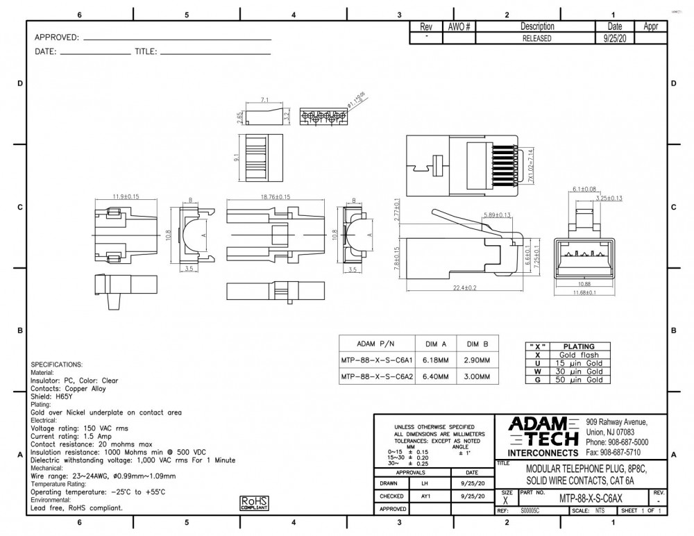 ADAM TECH MTP-88-X-S-C6AX product drawing preview