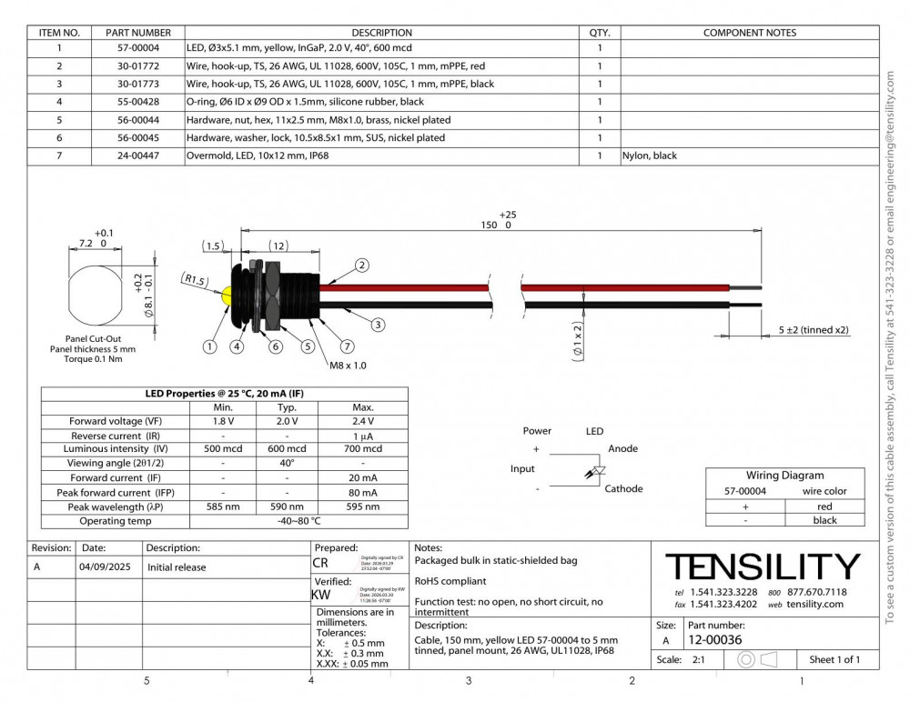 Tensility International 12-00036 product drawing