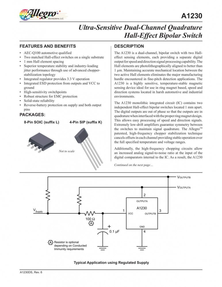 A1230 datasheet page 1