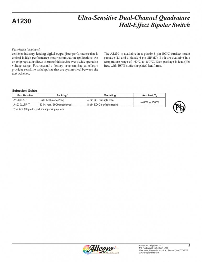 A1230 datasheet page 2