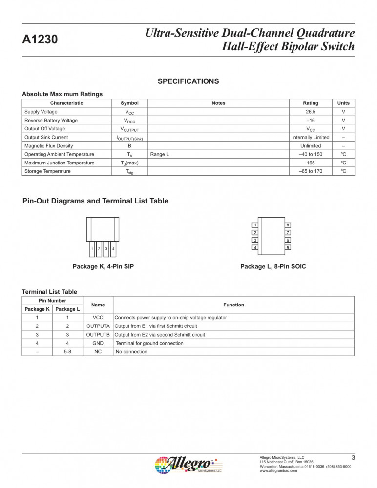 A1230 datasheet page 3