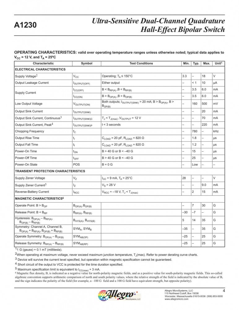 A1230 datasheet page 4