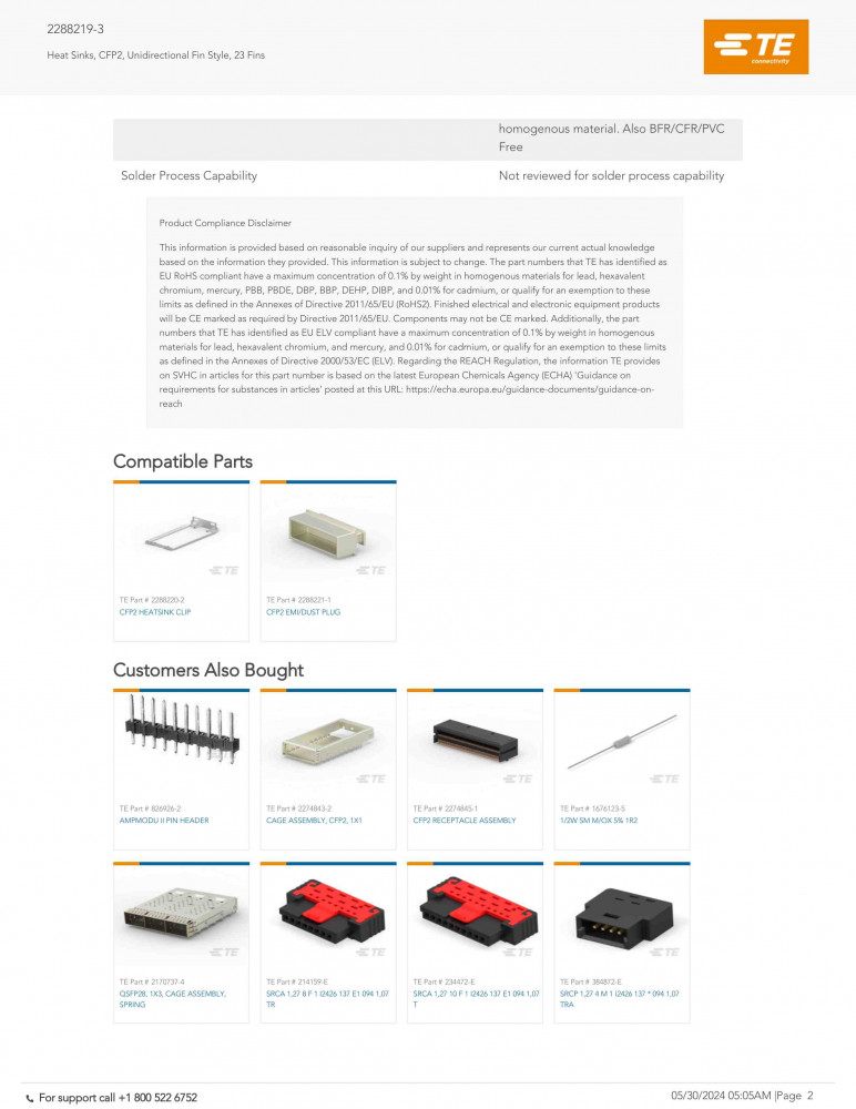 TE Connectivity 2288219-3 technical drawing page 2