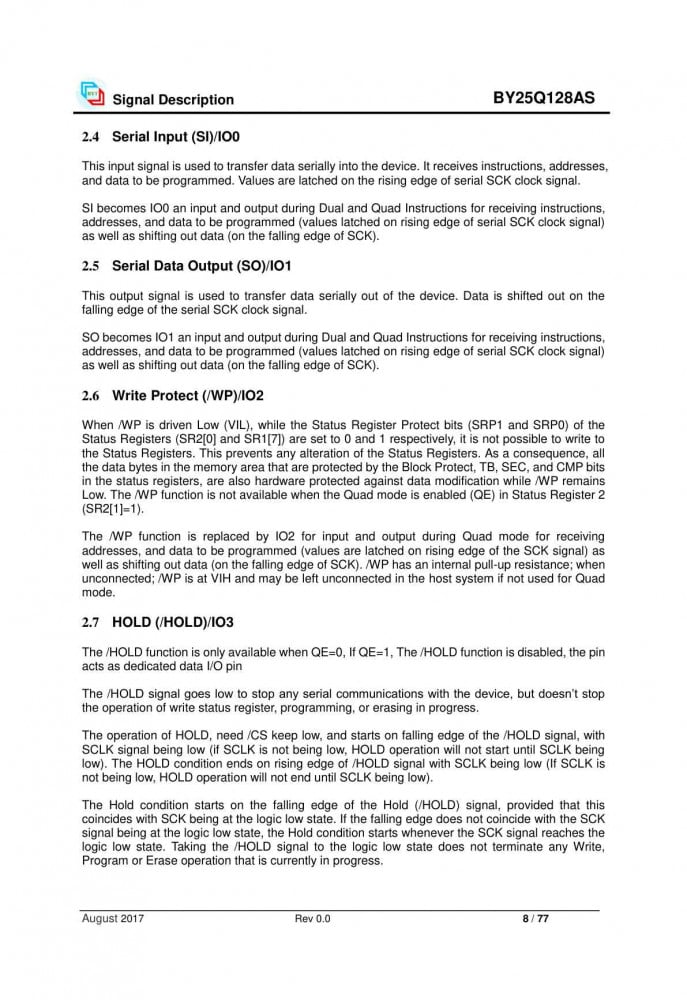 BY25Q128ASSIG(R) datasheet page 8