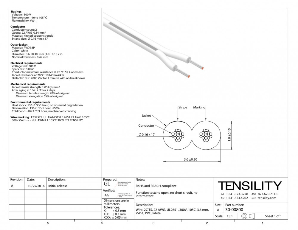 Tensility International 30-00800 product drawing preview