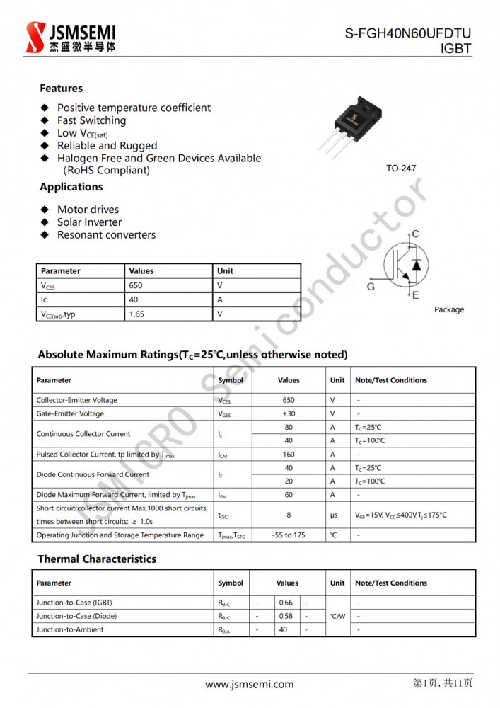 S-FGH40N60UFDTU datasheet page 1