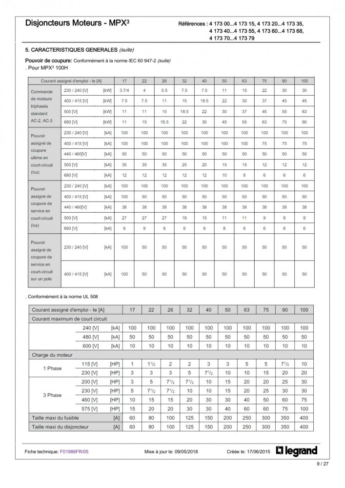 Legrand MPX³ technical document, page 9
