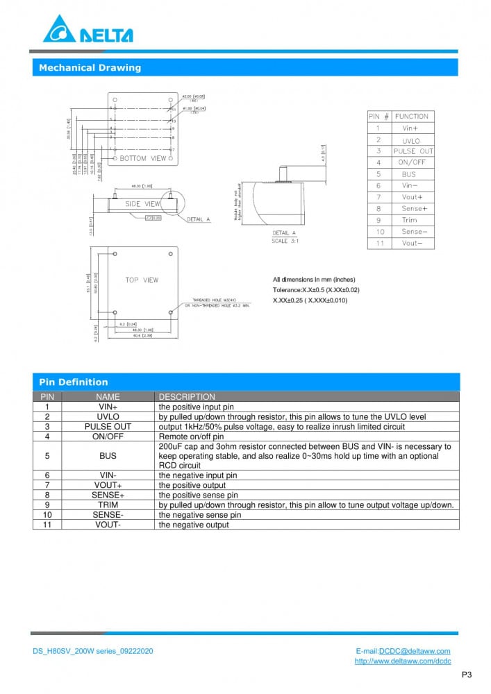DELTA H80SV15013PRFS datasheet page 3