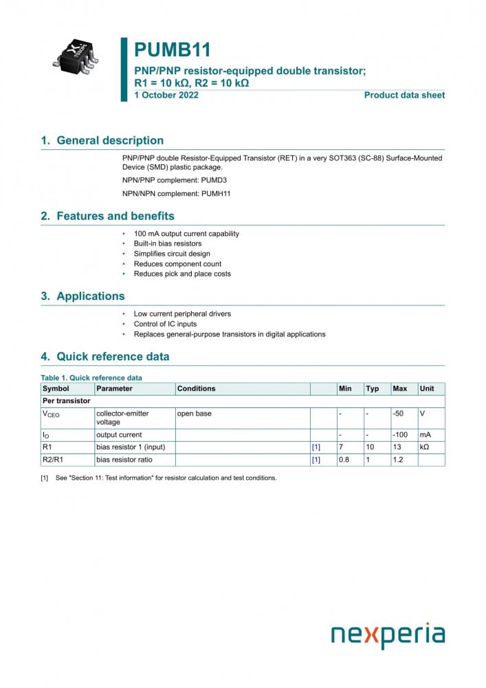 PUMB11,115 datasheet page 1