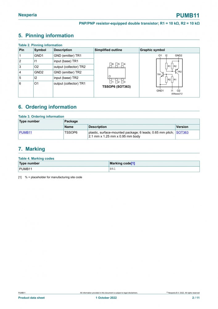 PUMB11,115 datasheet page 2