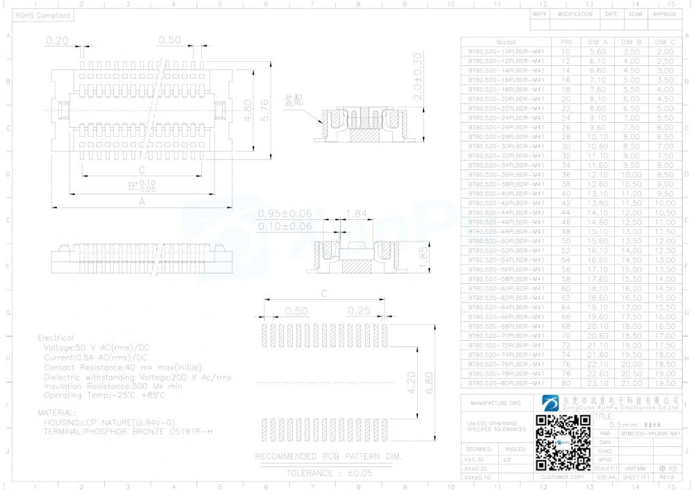XUNPU BTB0.520-40PLBDR-M41 technical drawing