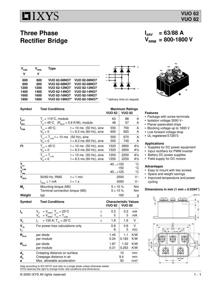VUO82-18NO7 technical datasheet page