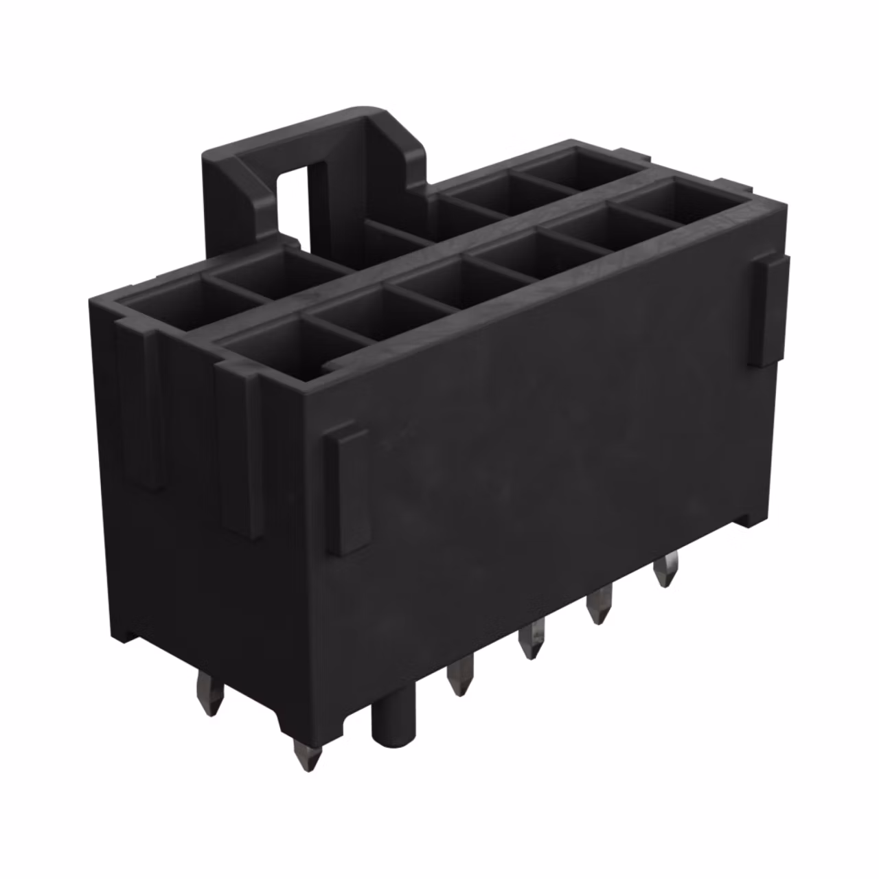 Ultra-Fit Vertical Header, 3.50mm Pitch, Dual Row, 12 Circuits, with Kinked Pins, 0.38µm Gold (Au) Plating, Black, Glow-Wire Capable, Tray for sale