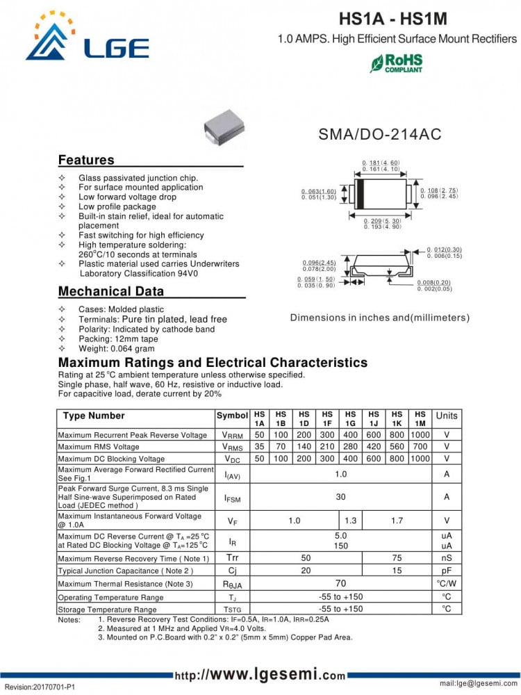 LGE HS1M datasheet page 1