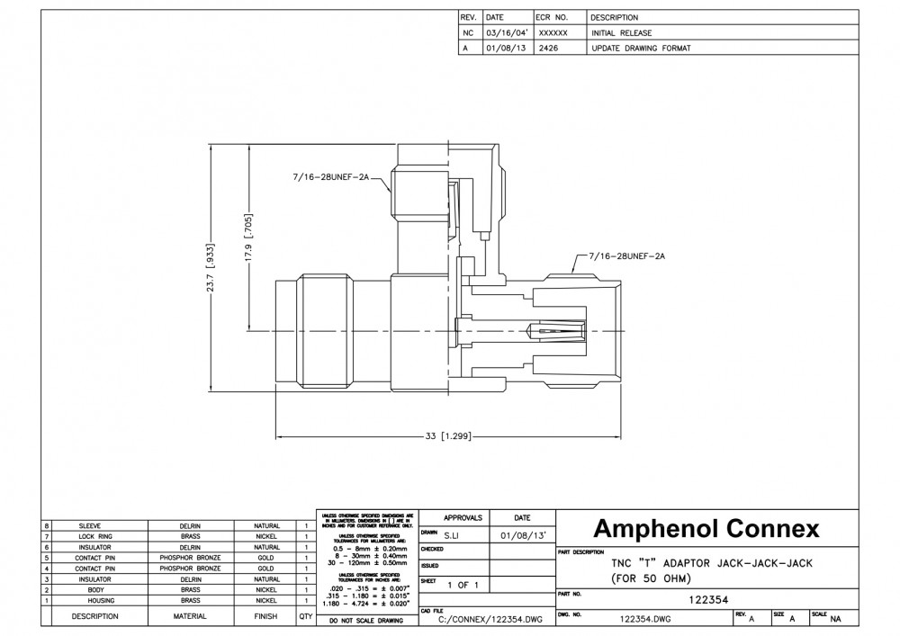 Amphenol Connex 122354 engineering drawing