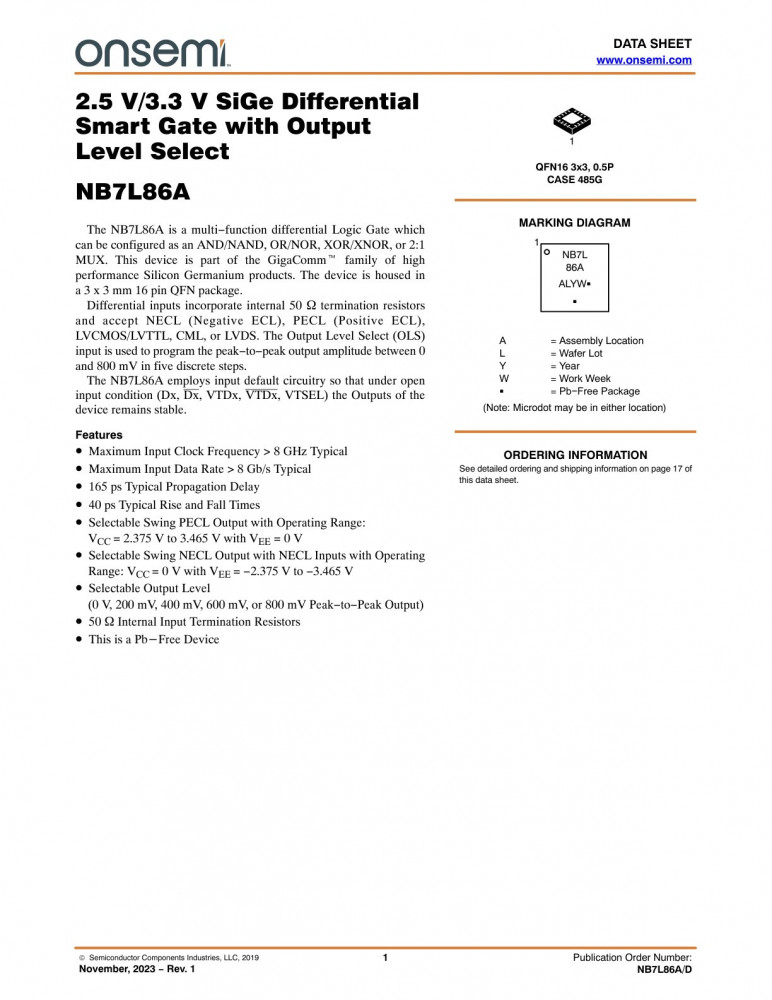 NB7L86A technical document page 1