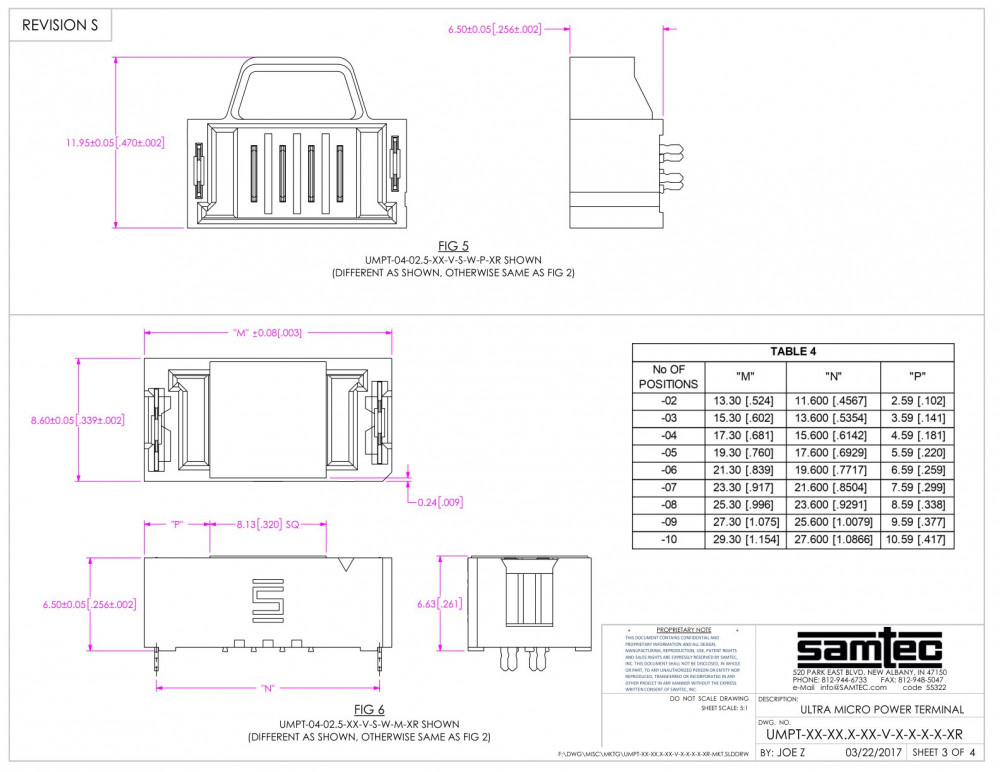 Samtec UMPT drawing page 3