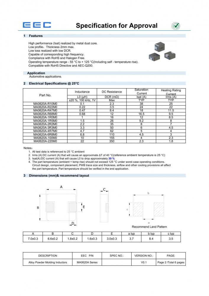EEC MA0620A specification page 3