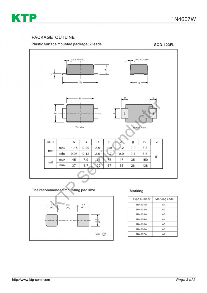 1N4007W datasheet page 3