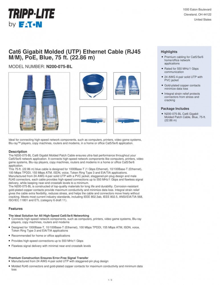 N200-075-BL technical document page 1