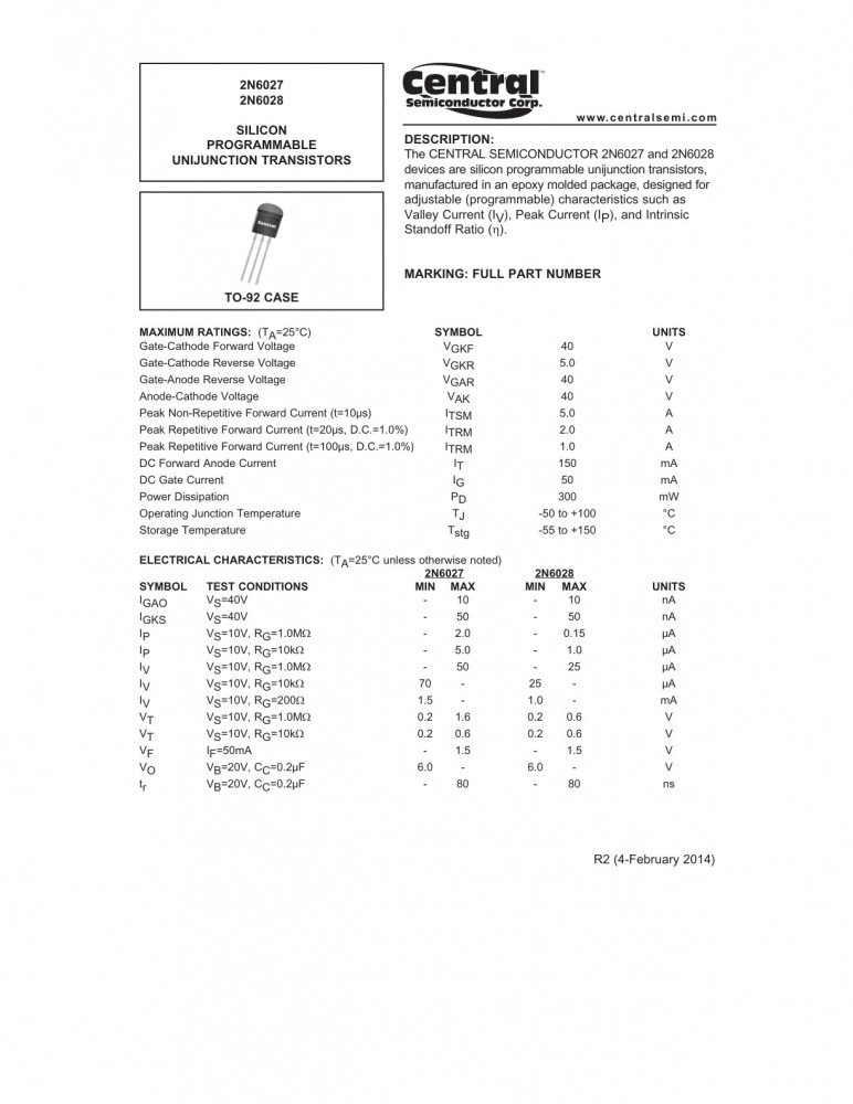 2N6028 datasheet page 1