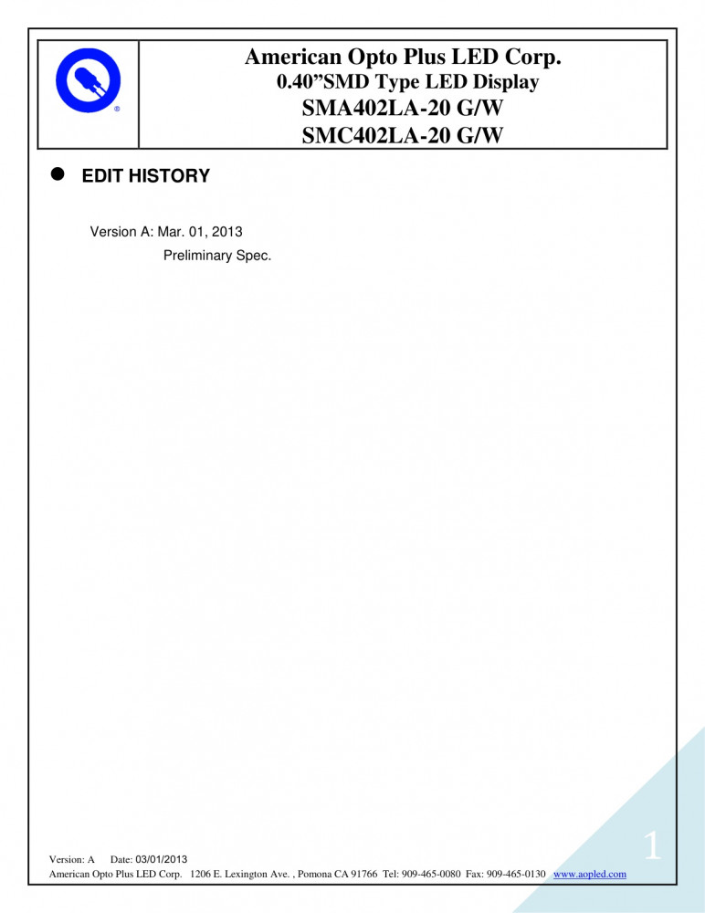 SMA402LA-20 datasheet page 1