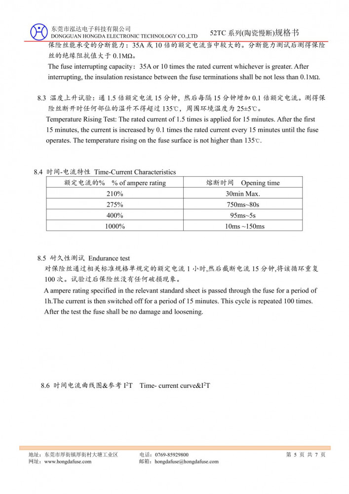 Hongda 52TC T2AH250V specification page 5