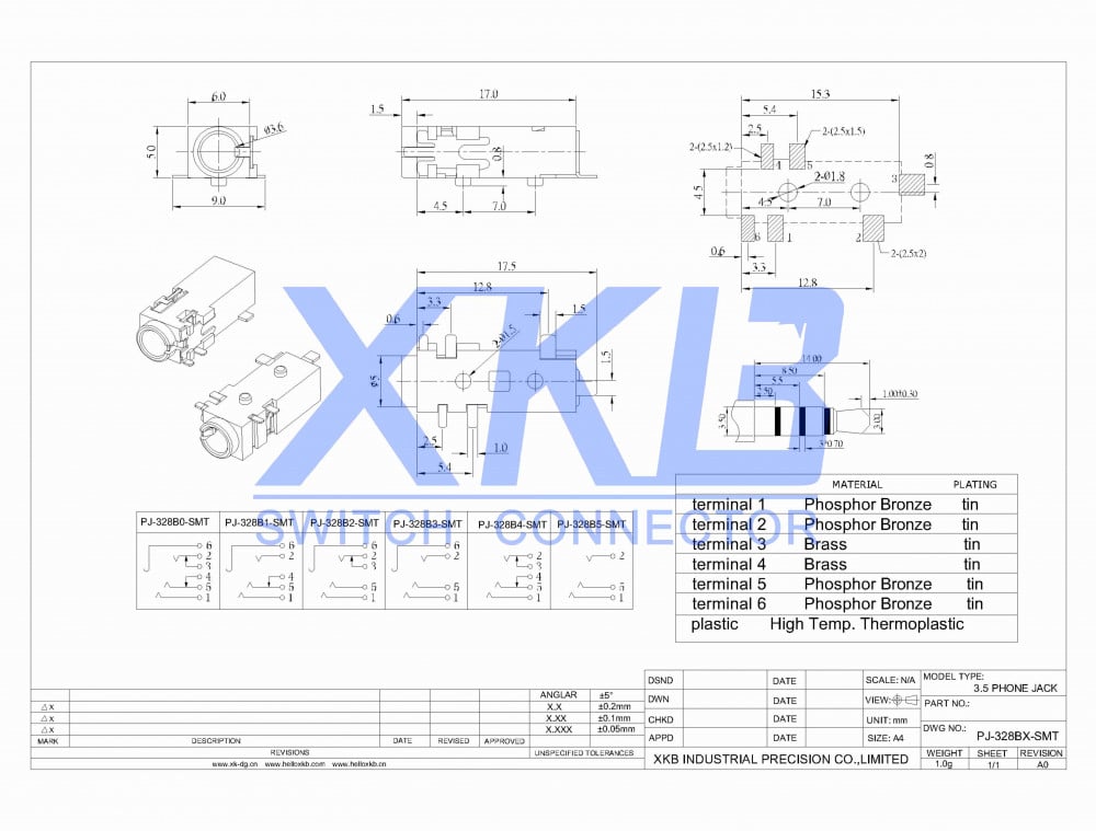 PJ-328B0-SMT technical drawing preview
