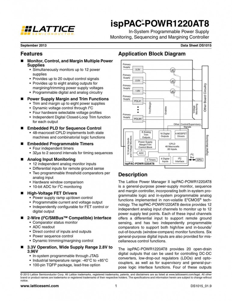ISPPAC-POWR1220AT8 datasheet page 1