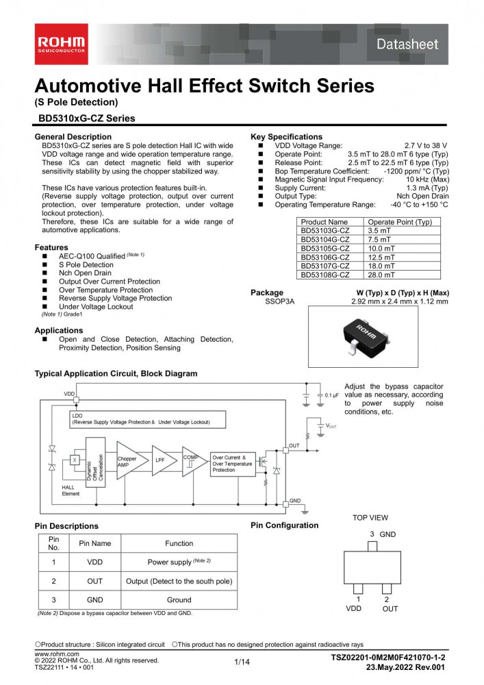BD53103G-CZTL technical document page 1
