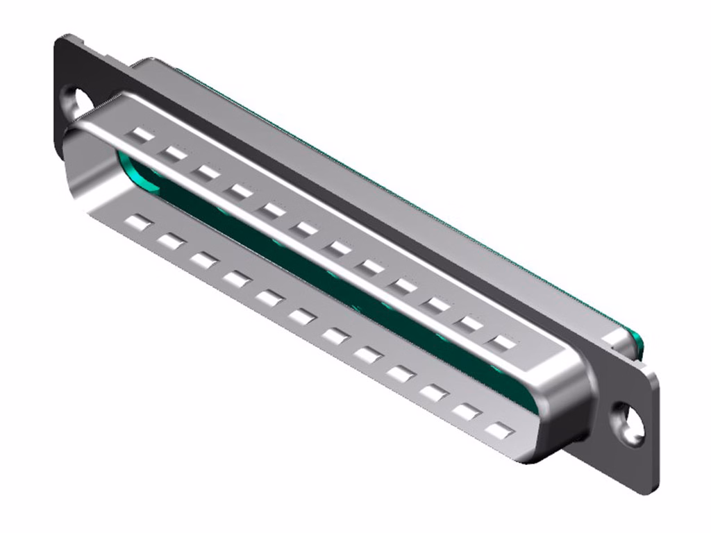 FCT Mixed Layout D-Sub Housing, Male, Tin-plated Shell with Dimples, Non-Magnetic, 3 Circuits Unloaded, Green Insulator