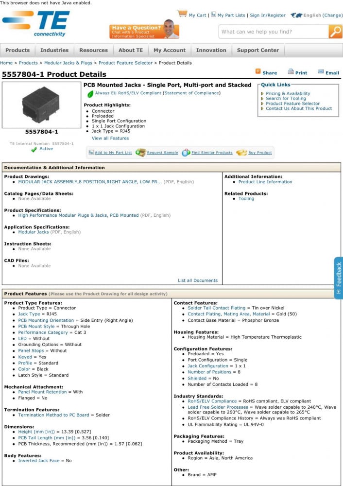 TE Connectivity 5557804-1 technical document page 1