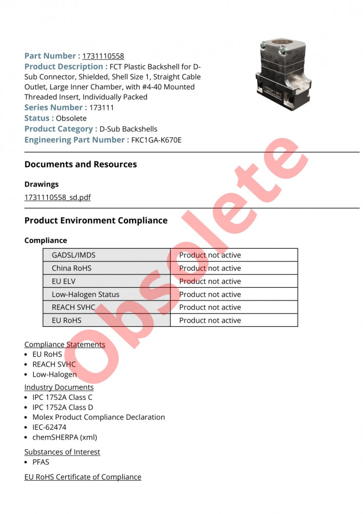 MOLEX 1731110558 product drawing, page 1