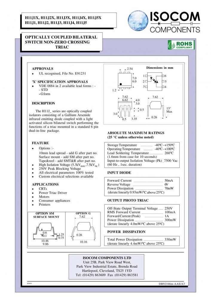 H11J2 datasheet page 1 preview