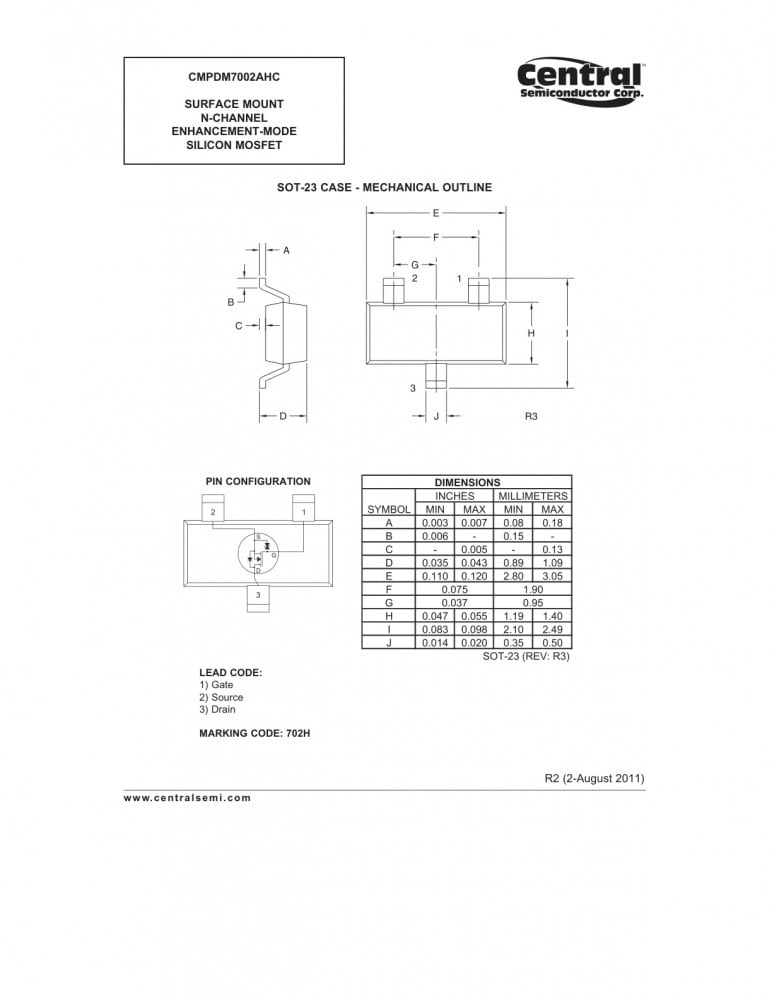 CMPDM7002AHC datasheet page 2
