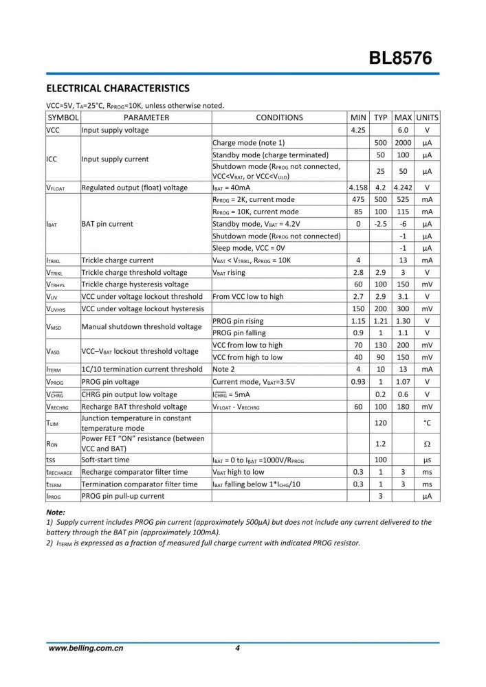 BL8576 datasheet page 4