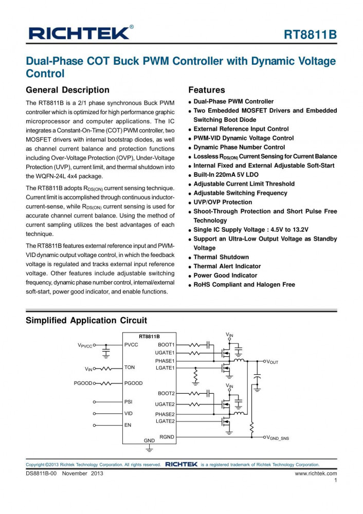 RT8811B datasheet page 1