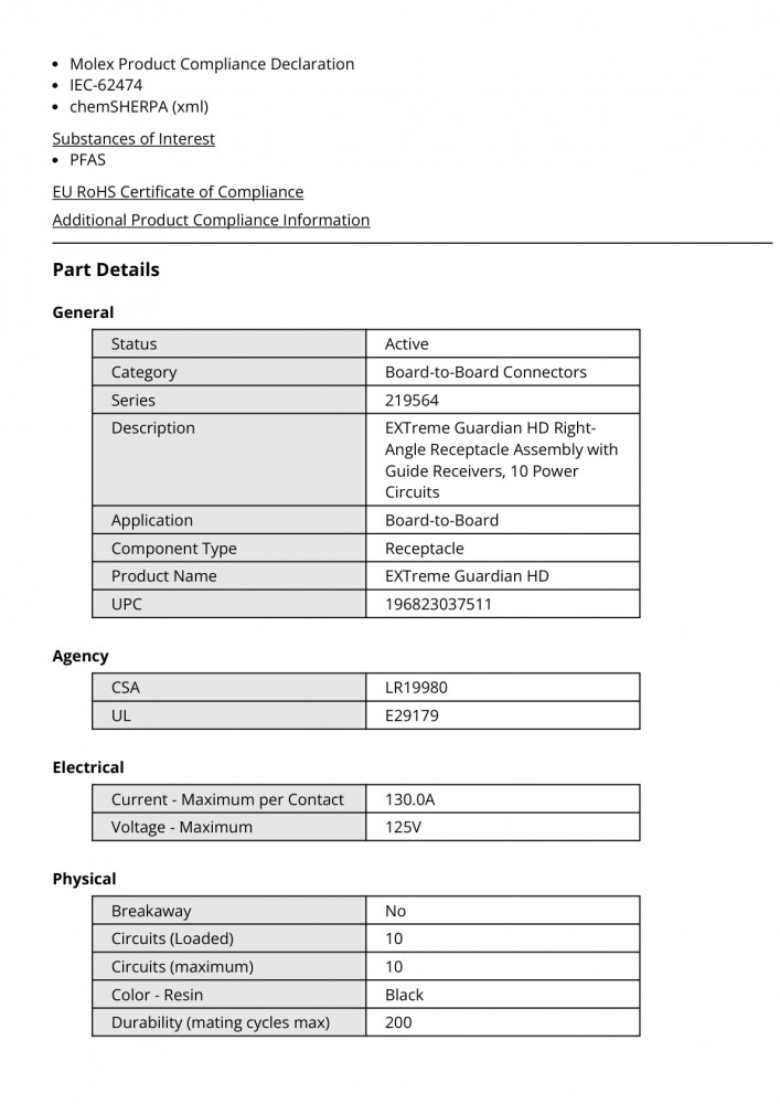 MOLEX 2195640010 technical document page 2