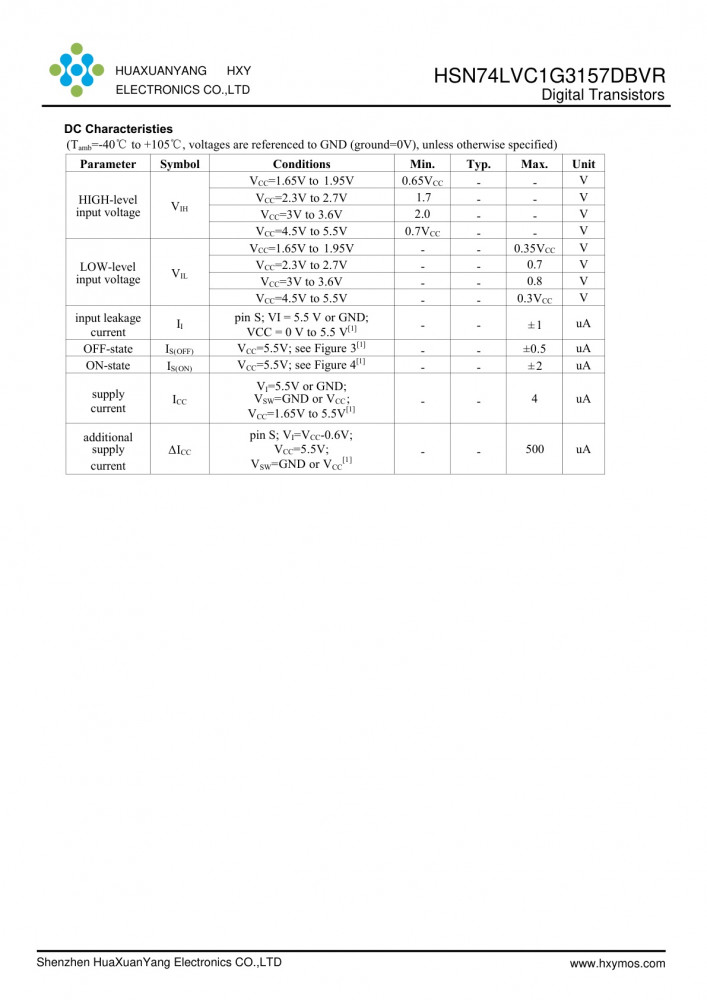 HSN74LVC1G3157DBVR datasheet page 4