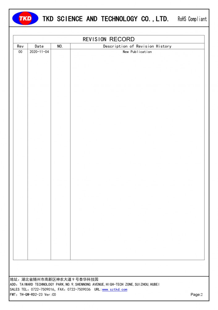 TKD SF20WK32768D31T007 specification page 2