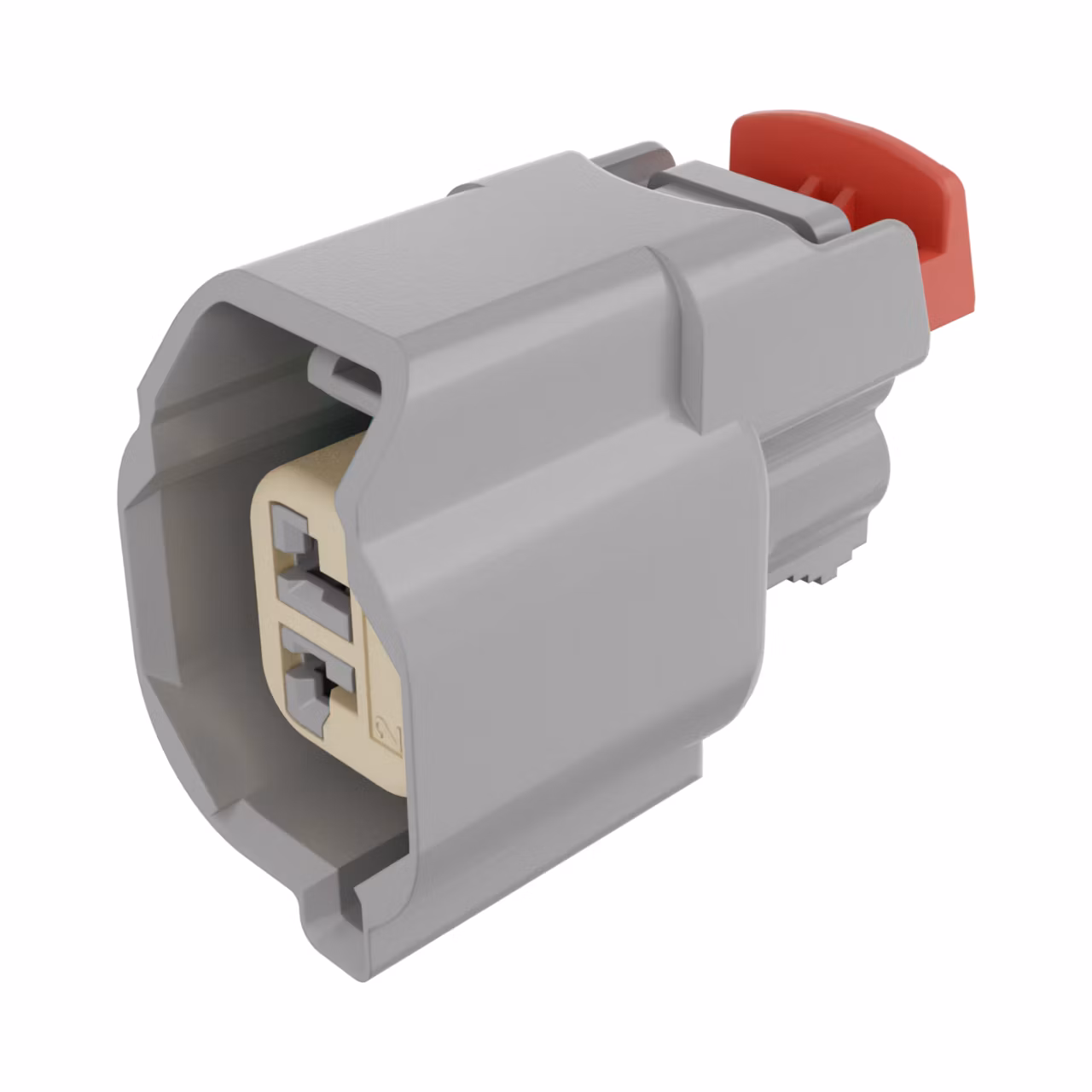 MX150 Cable-Sealed Female Connector Assembly, Single Row, 2 Circuits, Keying Option B, with Connector Position Assurance and Clipslot, Light Gray for sale