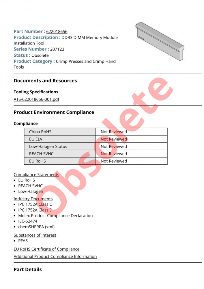 Tooling specification preview, page 1
