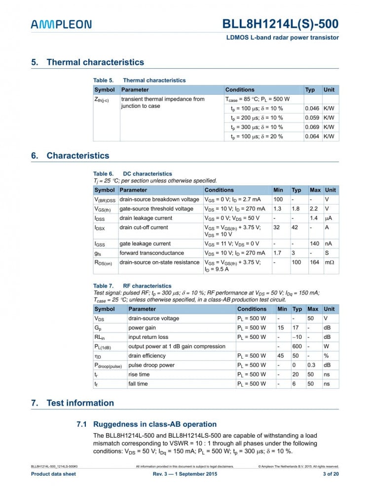 BLL8H1214L-500U datasheet page 3