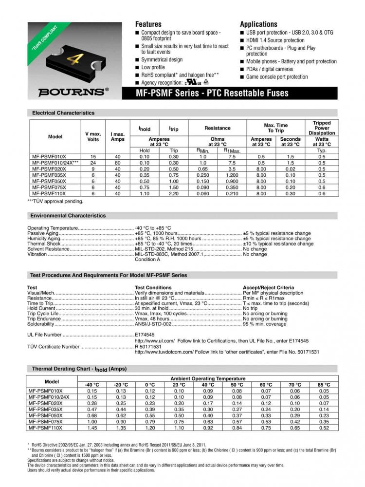 Bourns MF-PSMF035X-2 datasheet page 1