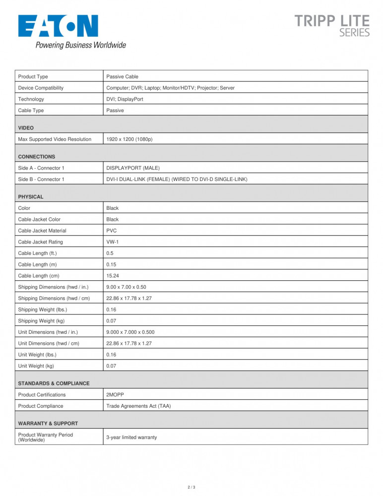 P134-000 product documentation page 2